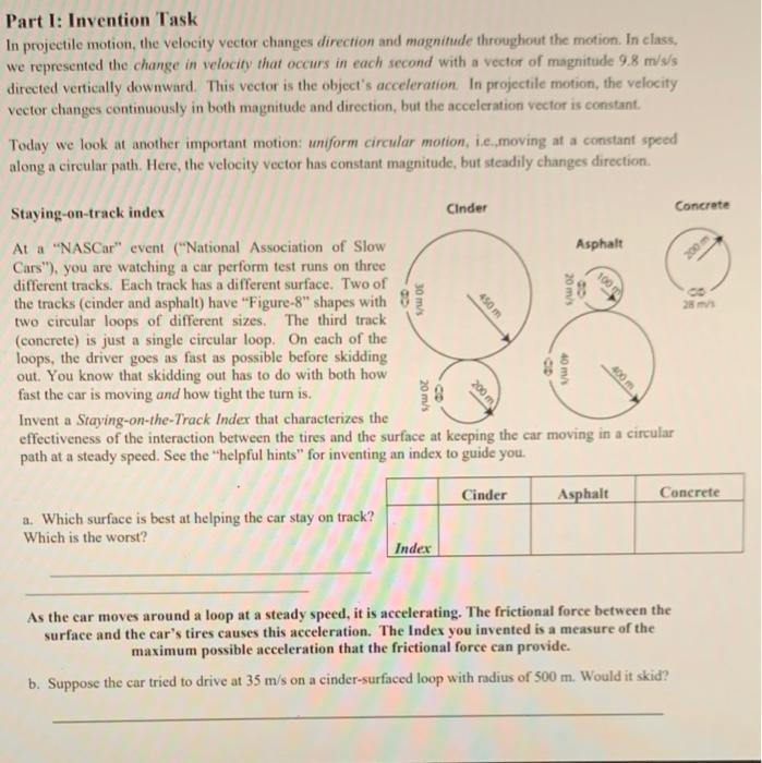 Solved Part I: Invention Task In projectile motion, the | Chegg.com