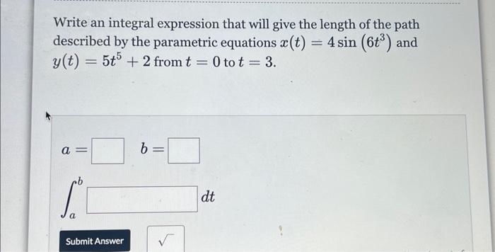 Solved Write an integral expression that will give the | Chegg.com