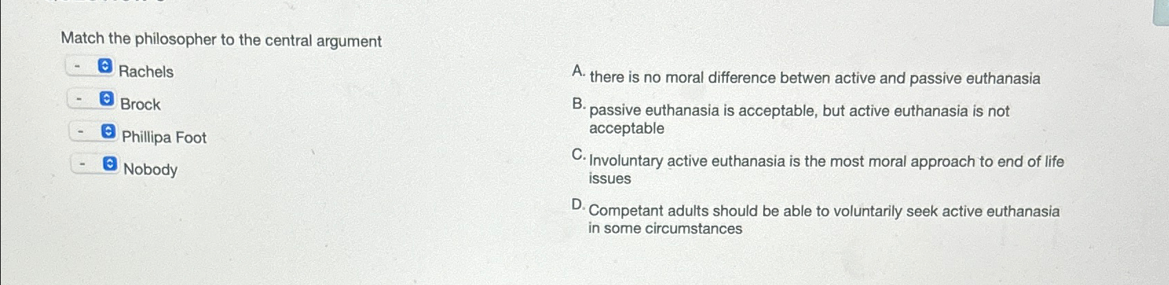 Solved Match the philosopher to the central argument | Chegg.com