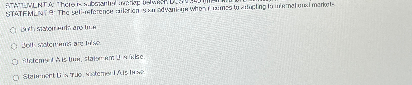 Solved STATEMENT A: There is substantial overlap between | Chegg.com
