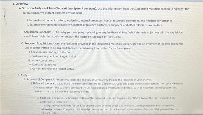 Solved Overview A. Situation Analysis of TransGlobal | Chegg.com