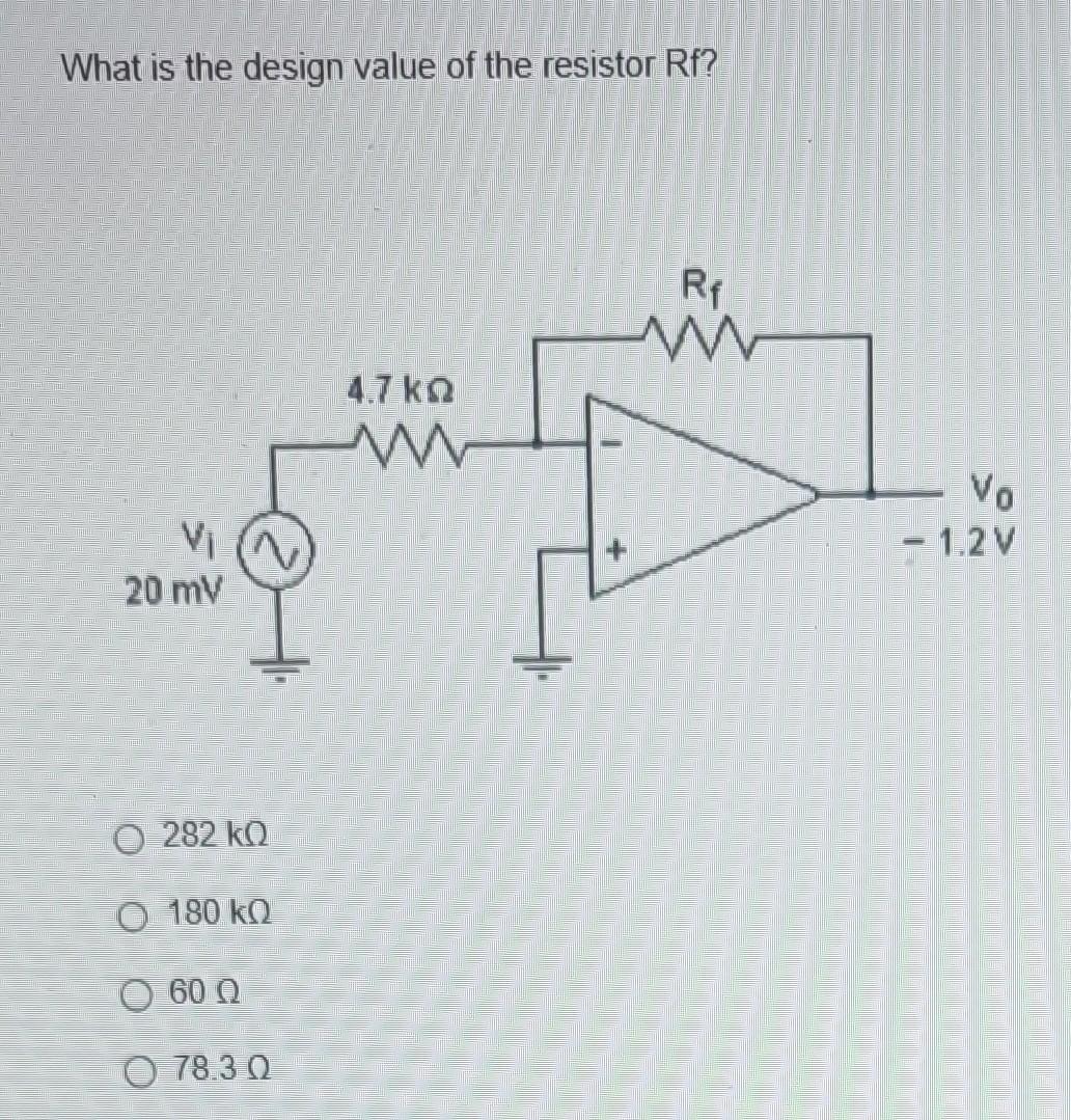 Solved What is the design value of the resistor Rf? | Chegg.com