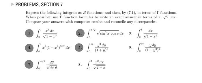 Express the following integrals as B functions, and | Chegg.com