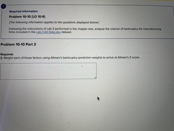 Required information Problem 10-10 [LO 10-9) (The | Chegg.com Required information Problem 10-10 [LO 10-9) (The | Chegg.com