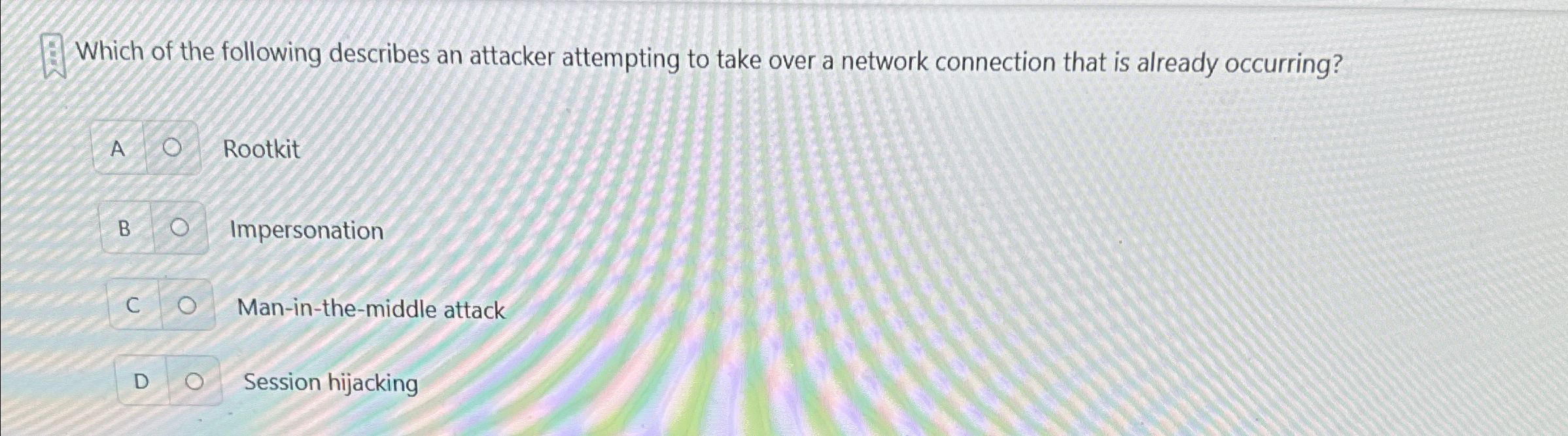 Solved Which of the following describes an attacker | Chegg.com