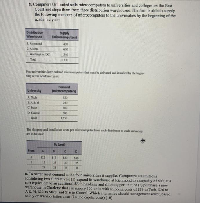 Solved 8. Computers Unlimited sells microcomputers to | Chegg.com
