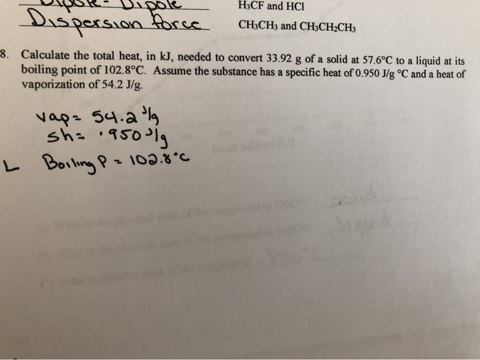 Solved pole H3CF and HCI Dispersion force CH3CH3 and | Chegg.com