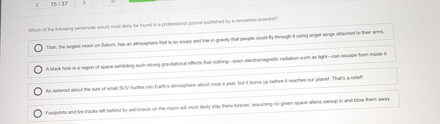 Solved Which of the following sentences would most likely be | Chegg.com