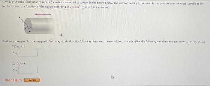 [Solved]: A long, cylindrical conductor of radius R carries