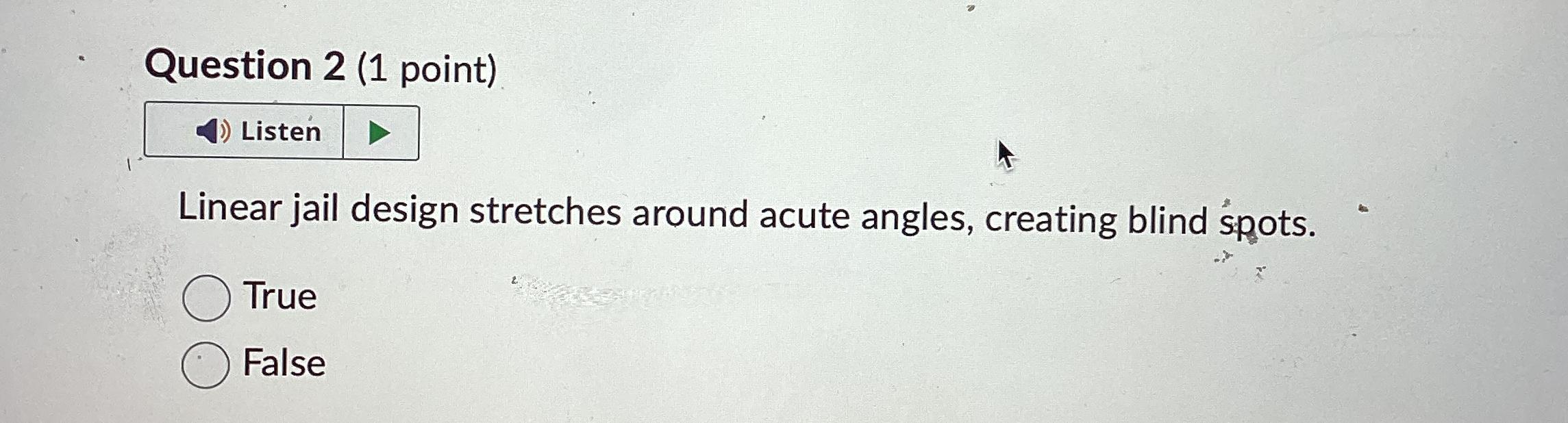 Solved Question 2 (1 ﻿point)ListenLinear jail design | Chegg.com