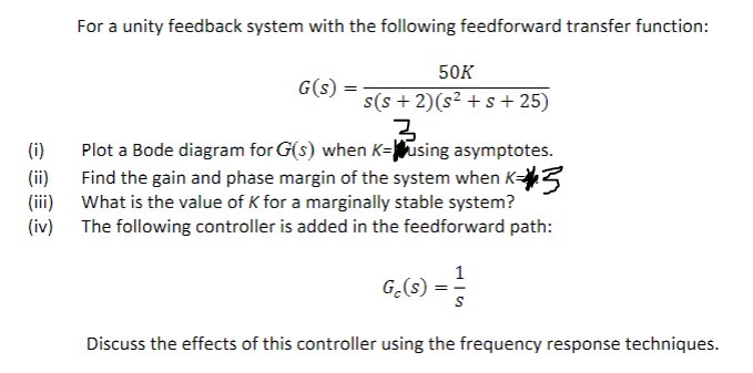 Solved For a unity feedback system with the following | Chegg.com