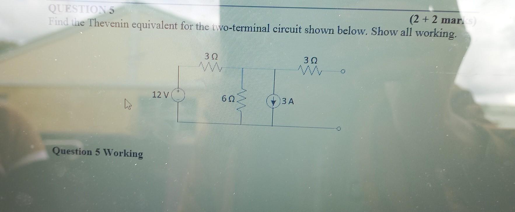 Solved (2+2mar Find the Thevenin equivalent for the | Chegg.com