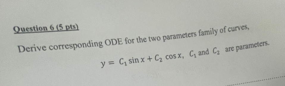 Solved Question 6 (5 ﻿pts)Derive corresponding ODE for the | Chegg.com
