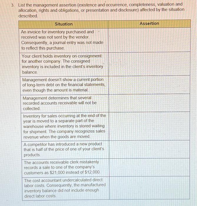 Solved Designate whether the following controls are | Chegg.com