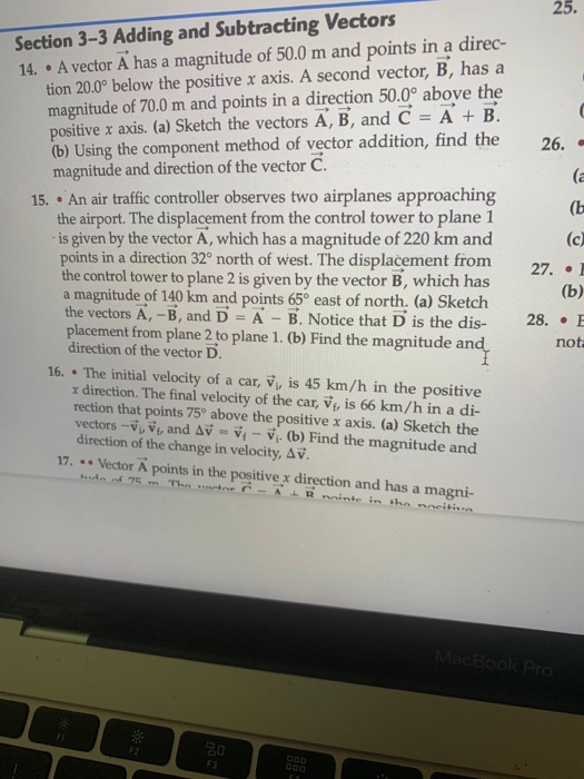 Solved 25. Section 3-3 Adding and Subtracting Vectors 14. A | Chegg.com