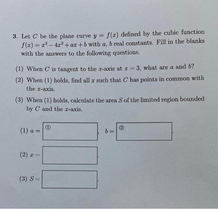 Solved 3. Let C be the plane curve y = f(x) defined by the | Chegg.com