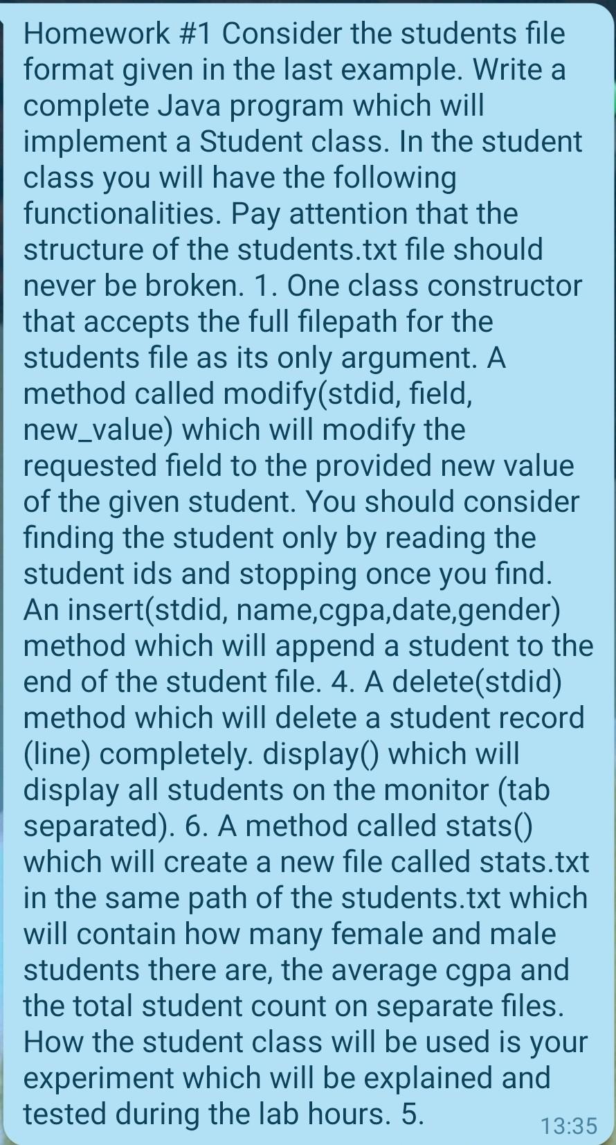Solved Homework #1 Consider the students file format given | Chegg.com