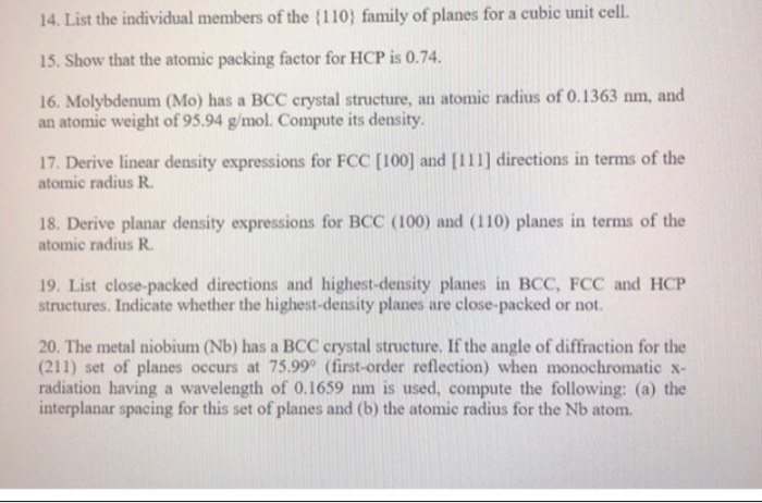 Solved 14. List the individual members of the {110) family | Chegg.com