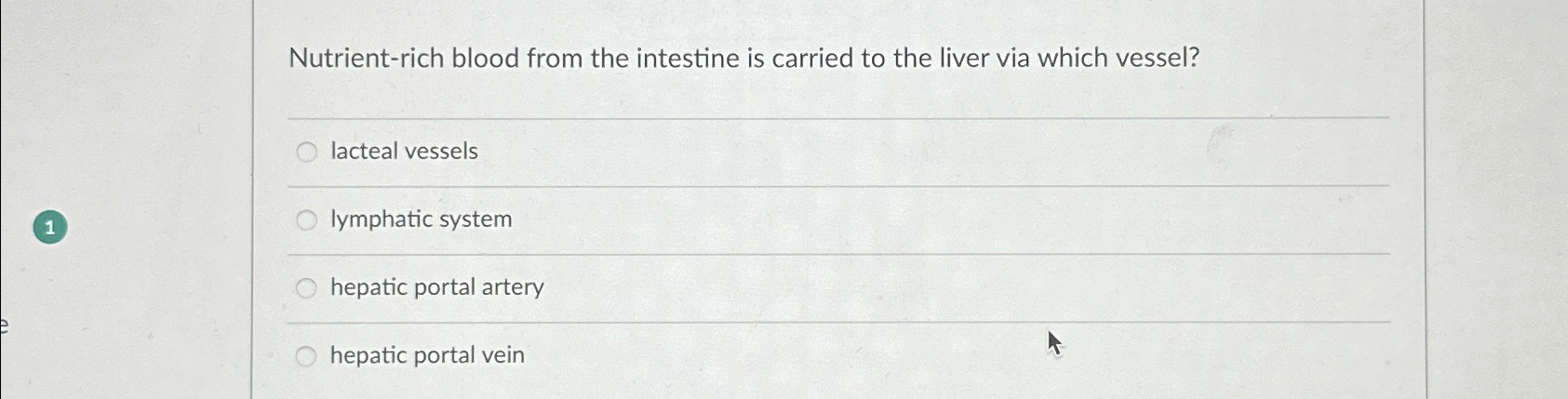 Solved Nutrient-rich blood from the intestine is carried to | Chegg.com