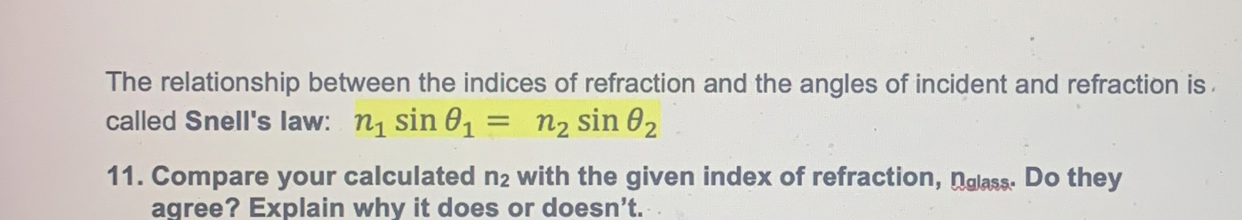 Solved The relationship between the indices of refraction | Chegg.com