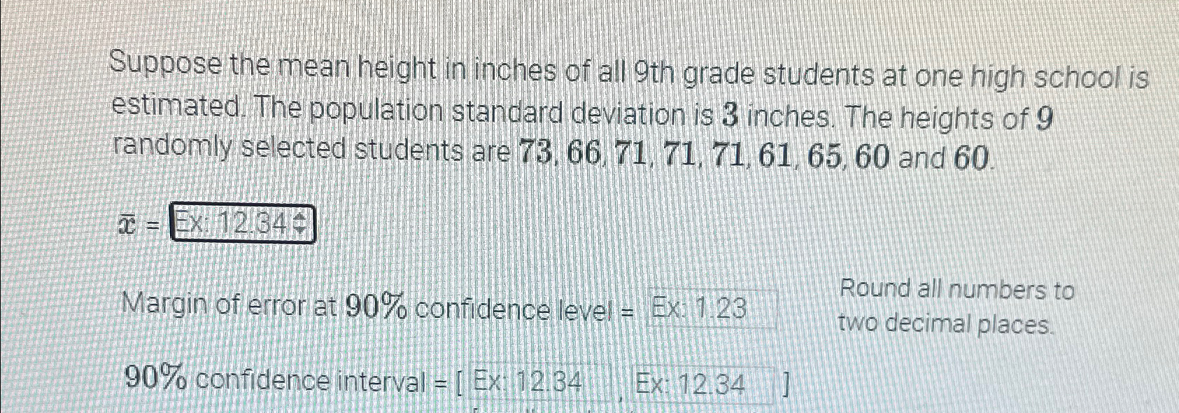 Solved Suppose the mean height in inches of all 9th grade | Chegg.com