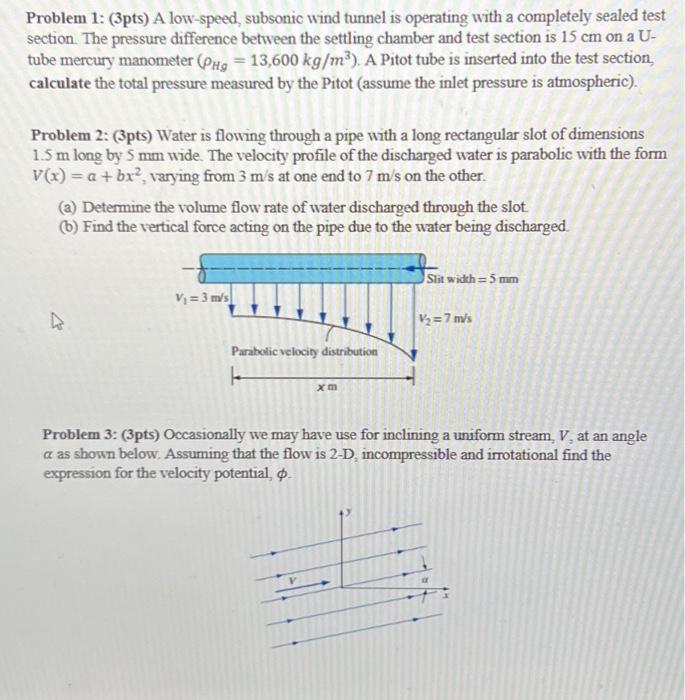Solved Problem 1: (3pts) A low-speed, subsonic wind tunnel | Chegg.com