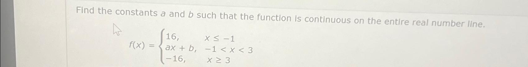 Solved Find the constants a and b ﻿such that the function is | Chegg.com