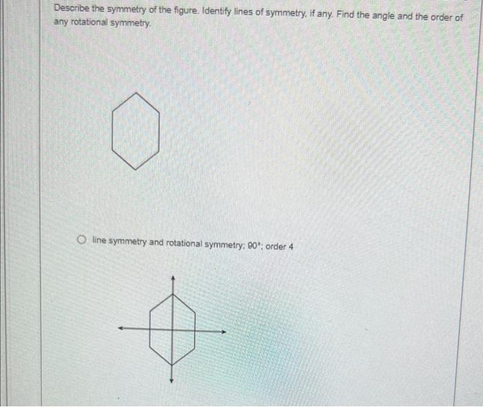 Solved Describe the symmetry of the figure. Identify lines | Chegg.com