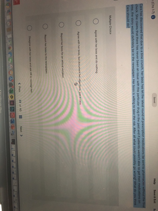 Solved (Chs 1-7) G Saved Help Save & Exit Cara has | Chegg.com