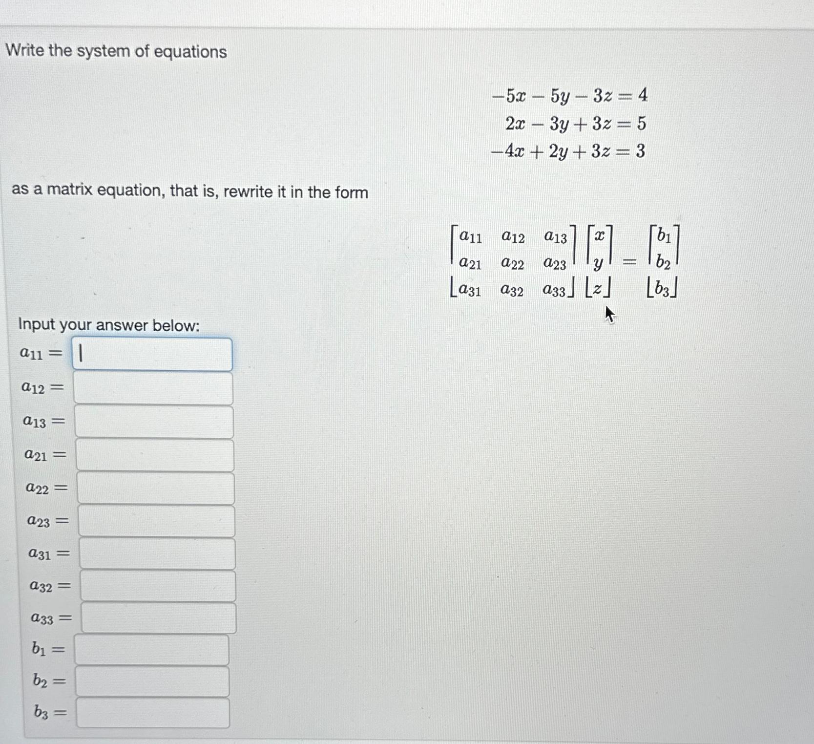 Solved Write the system of | Chegg.com