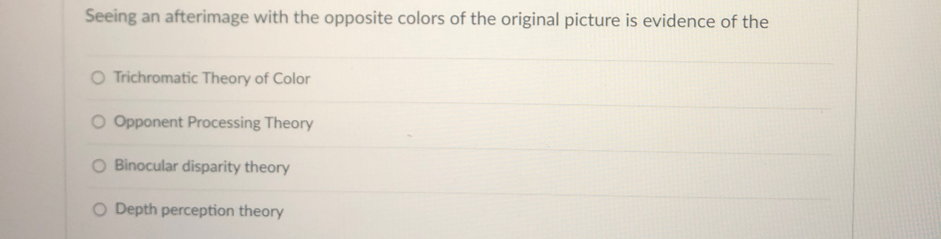 Solved Seeing an afterimage with the opposite colors of the | Chegg.com