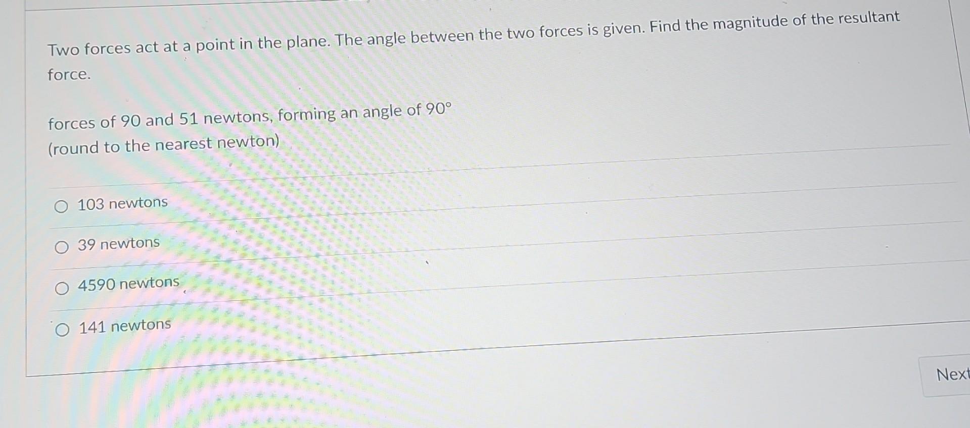 Solved Two forces act at a point in the plane. The angle | Chegg.com