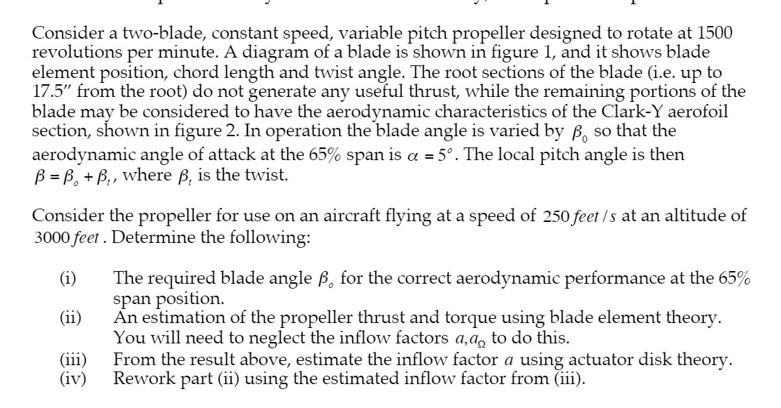 Solved Consider a two-blade, constant speed, variable pitch | Chegg.com