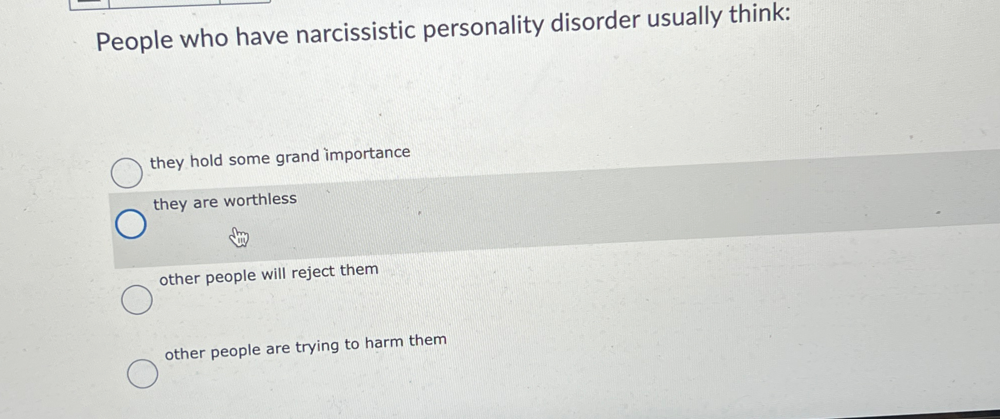 Solved People who have narcissistic personality disorder | Chegg.com