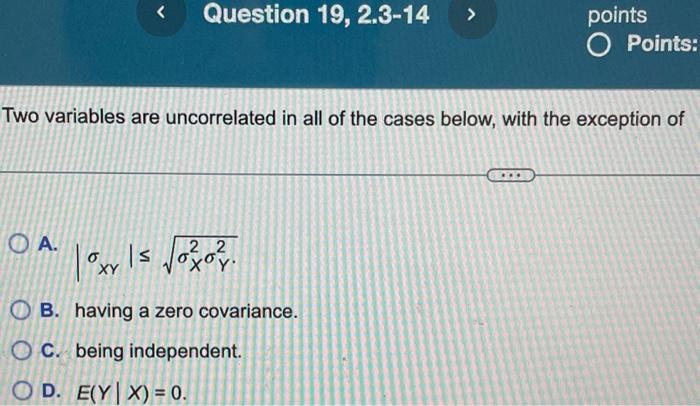 Two variables are uncorrelated in all of the cases | Chegg.com