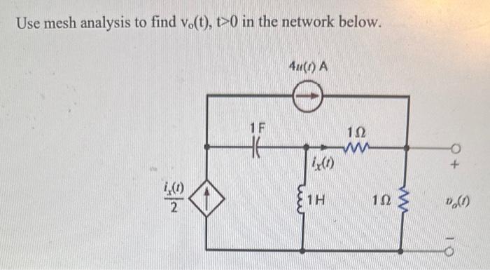 Solved Use mesh analysis to find v0(t),t>0 in the network | Chegg.com