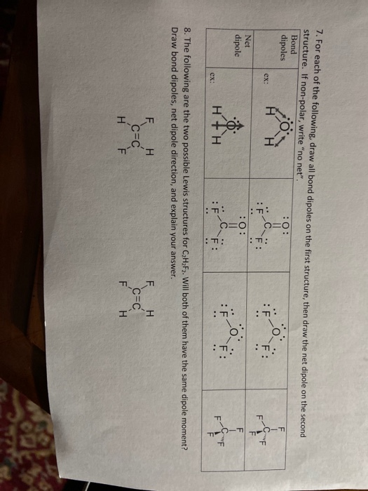 Solved 7. For each of the following, draw all bond dipoles | Chegg.com