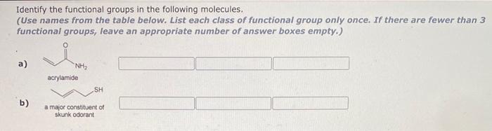 Solved Identify the functional groups in the following | Chegg.com