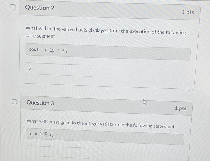 Solved Question 2 What will be the value that is displayed | Chegg.com