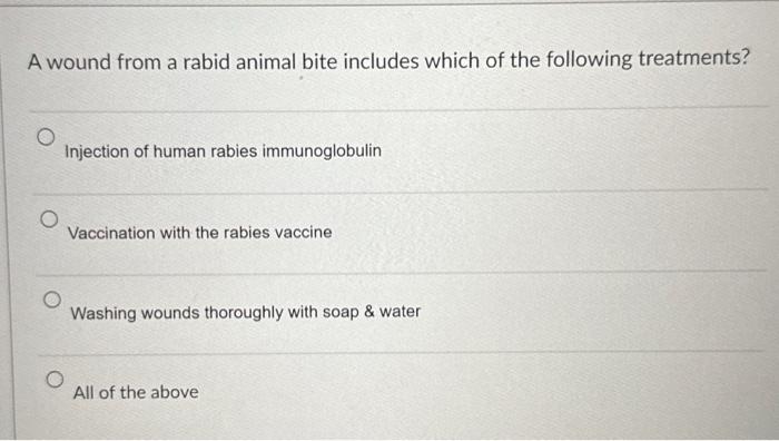 Solved A wound from a rabid animal bite includes which of | Chegg.com