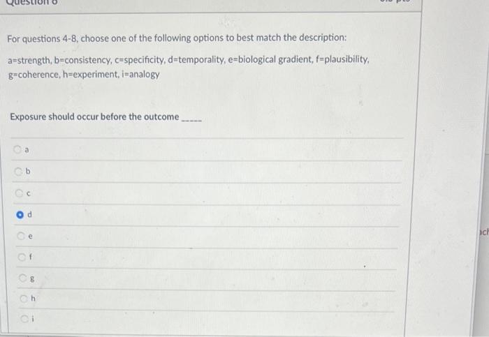 Solved For questions 4-8, choose one of the following | Chegg.com