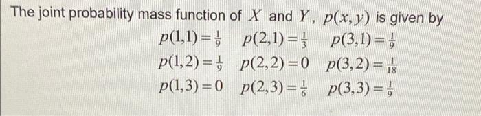 Solved The joint probability mass function of X and Y, | Chegg.com