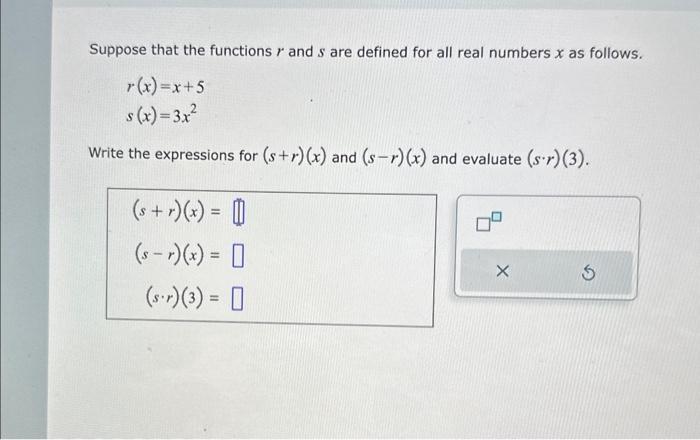 Solved Suppose that the functions r and s are defined for | Chegg.com