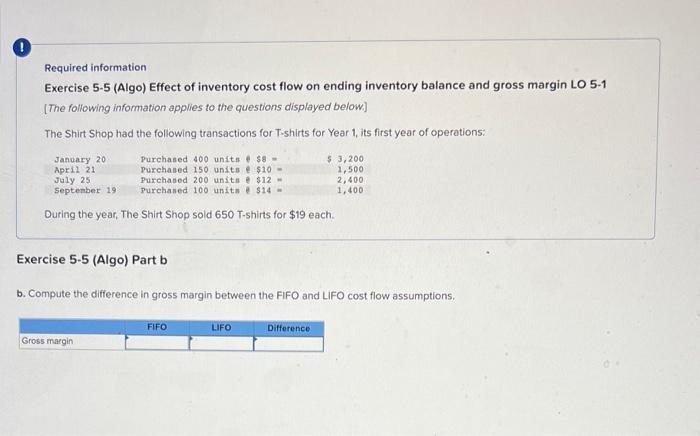 Solved Required information Exercise 5-5 (Algo) Effect of | Chegg.com