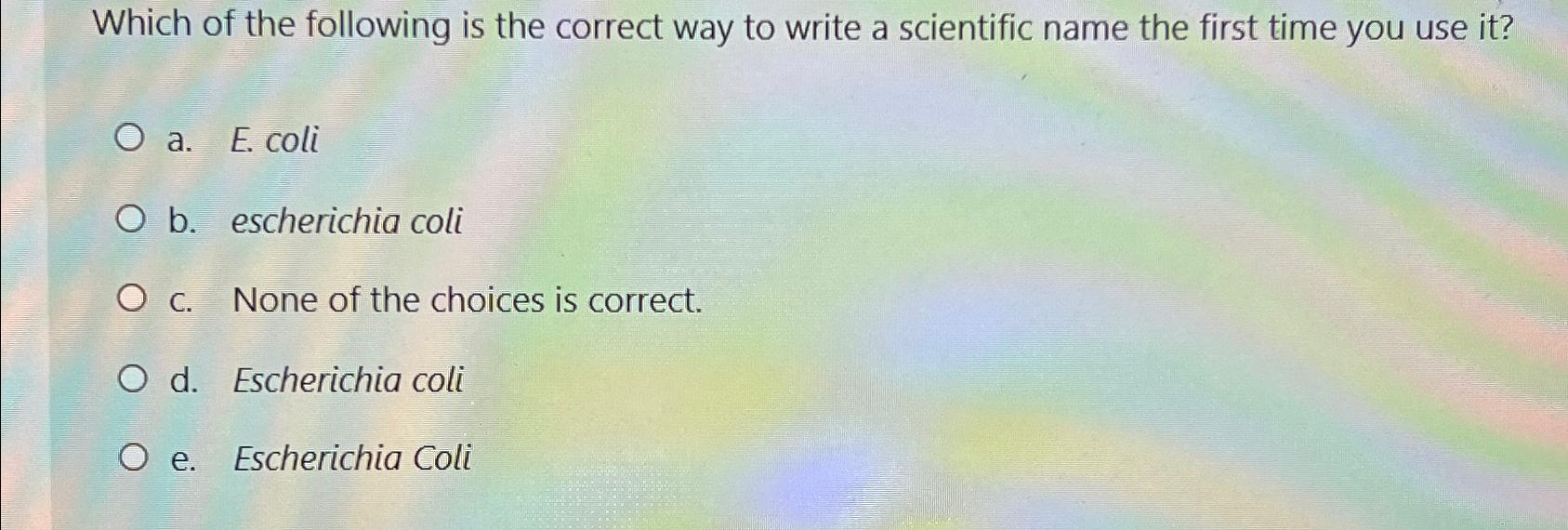 Solved Which of the following is the correct way to write a | Chegg.com