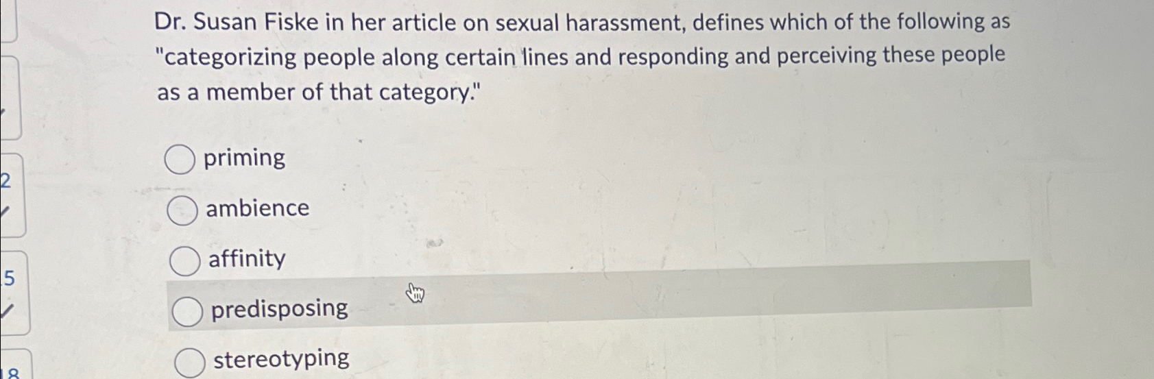 Solved Dr. ﻿Susan Fiske in her article on sexual harassment, | Chegg.com