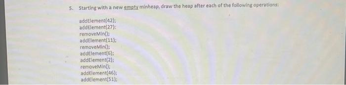 Solved 5 Starting With A New Empty Minheap Draw The Heap 9232