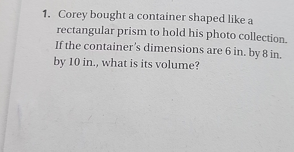 Solved Corey bought a container shaped like a rectangular | Chegg.com