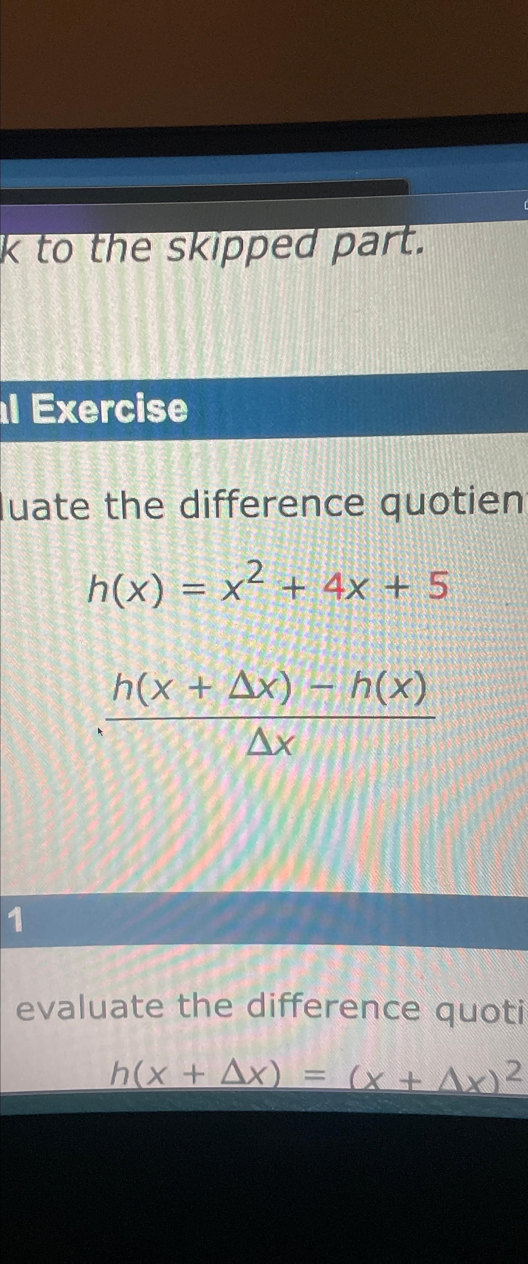 Solved k to the skipped part.II Exerciseuate the difference | Chegg.com