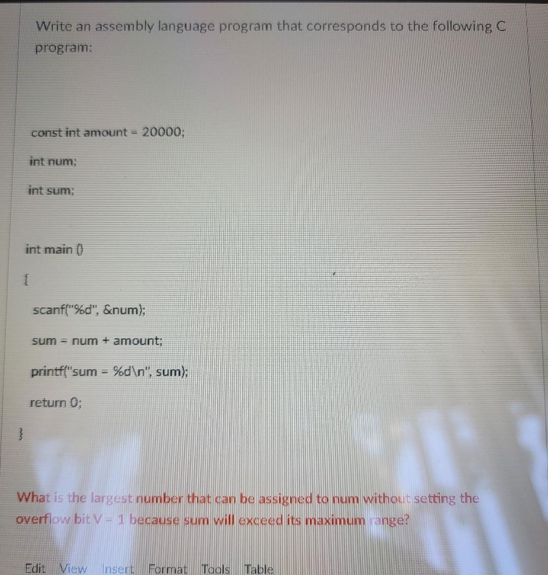 Solved Write an assembly language program that corresponds | Chegg.com